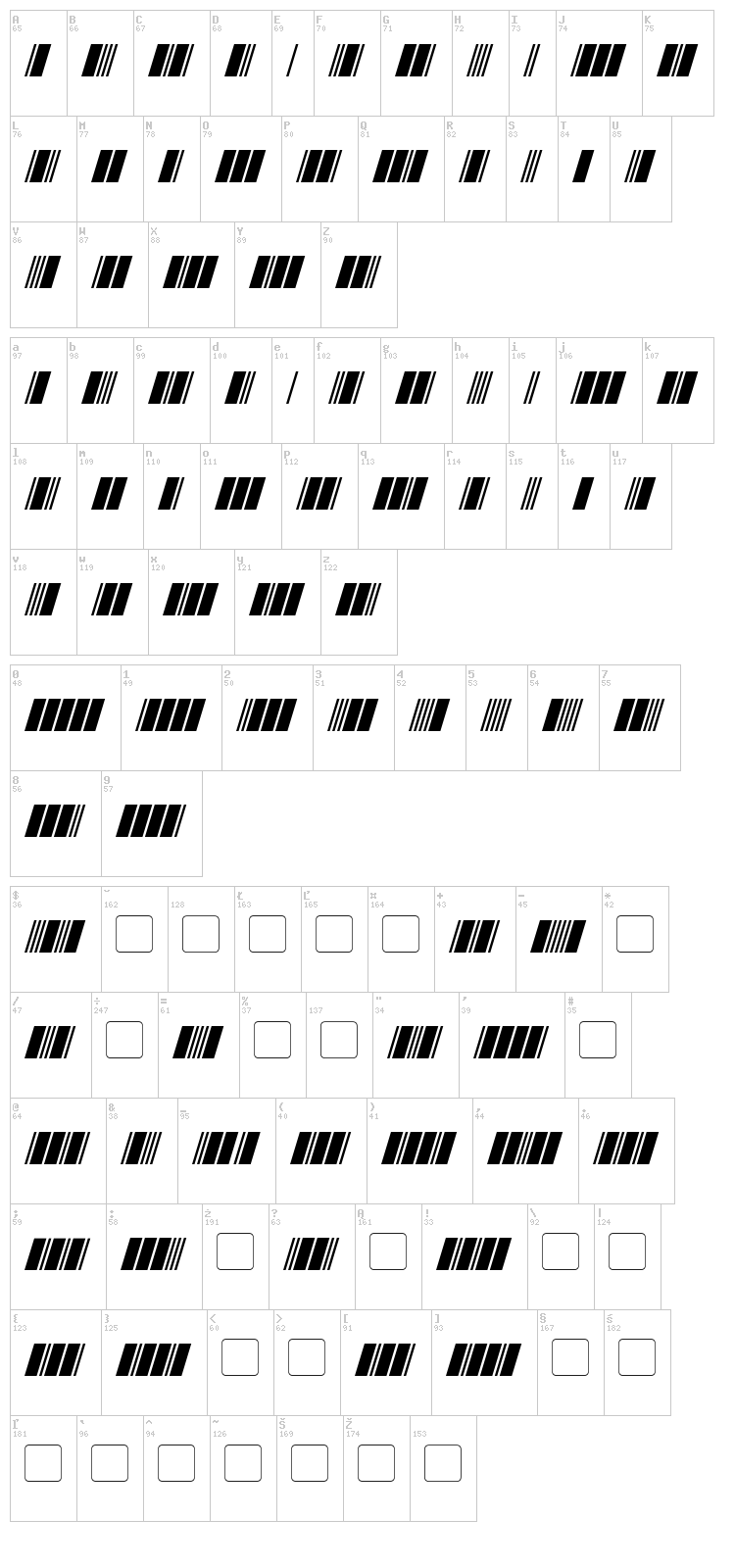 Morse Tech font , Dingbats - Bar Code fonts - Fontzzz.com